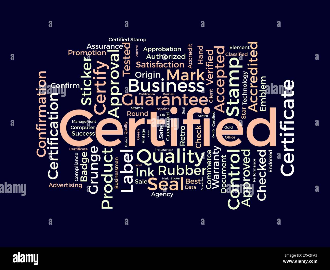 Certified word cloud template. Guarantee approval concept vector ...