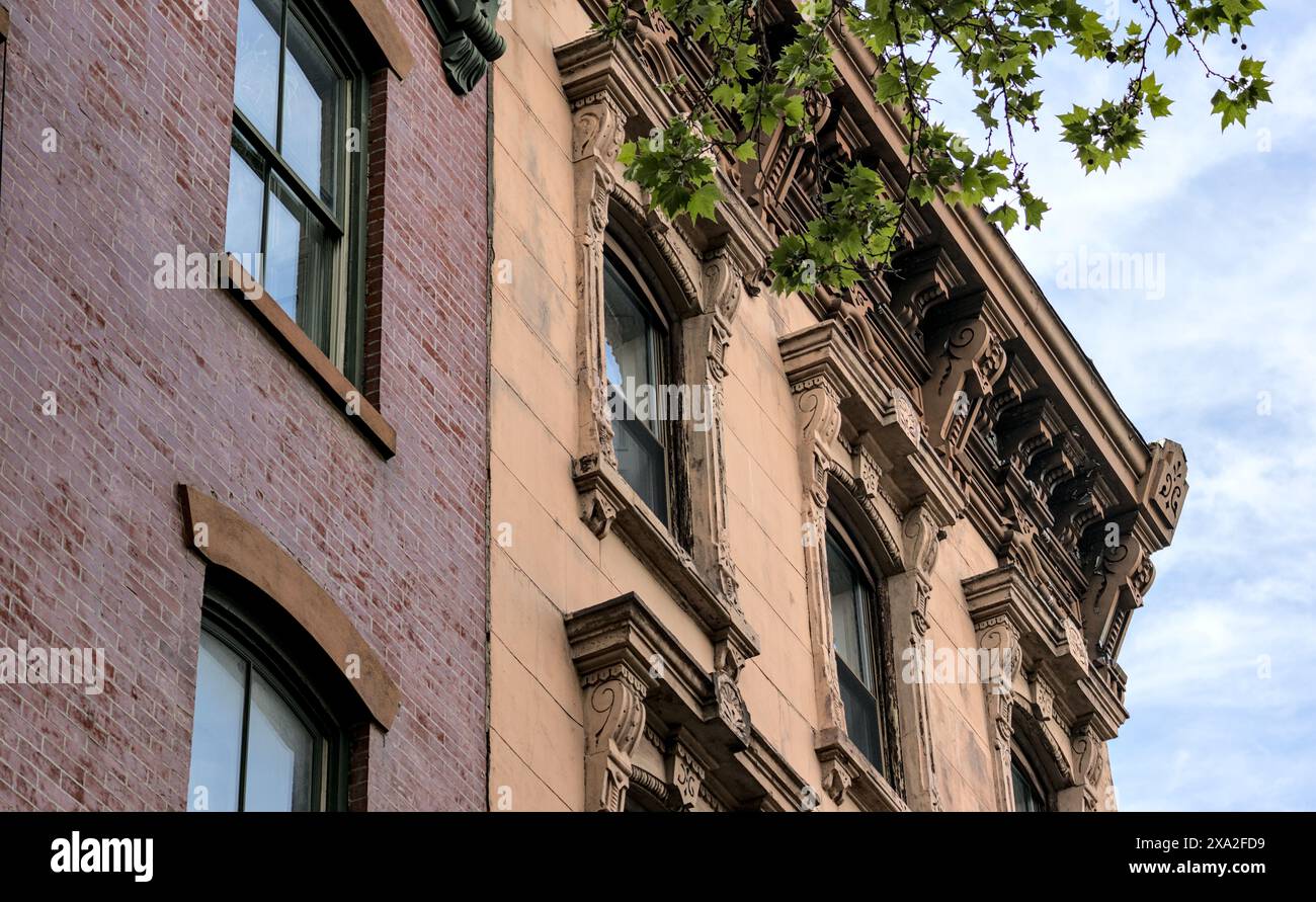 jersey city brownstone building detail (historic pre-war red brick ...
