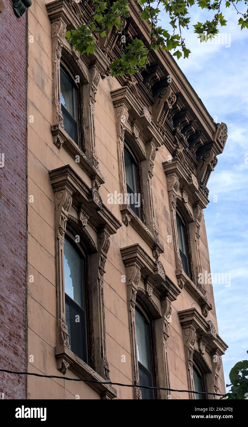 jersey city brownstone building detail (historic pre-war red brick ...