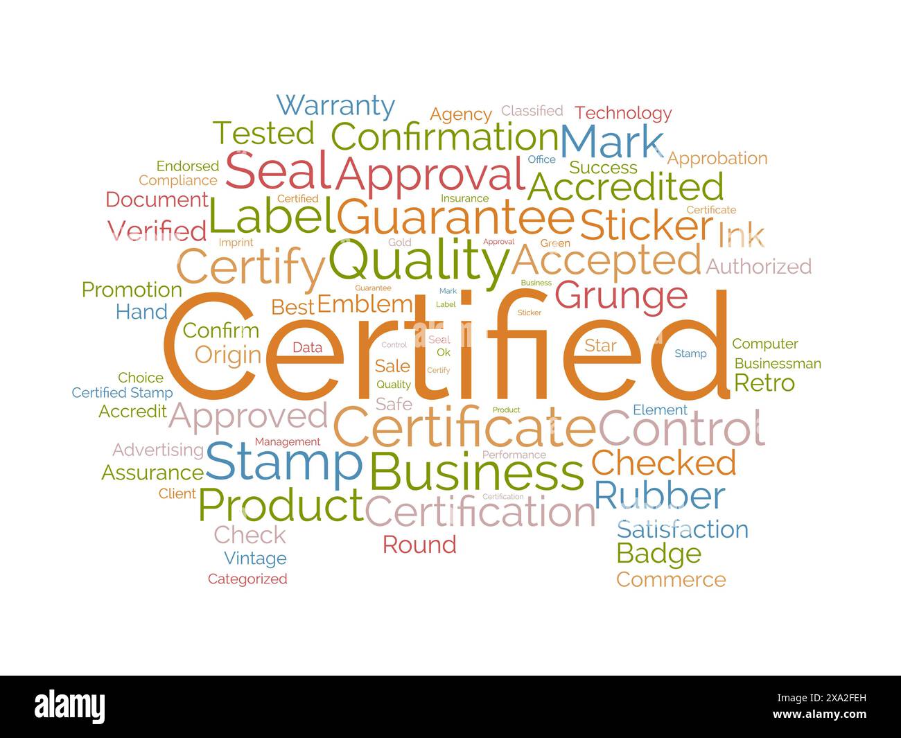 Certified word cloud template. Guarantee approval concept vector ...