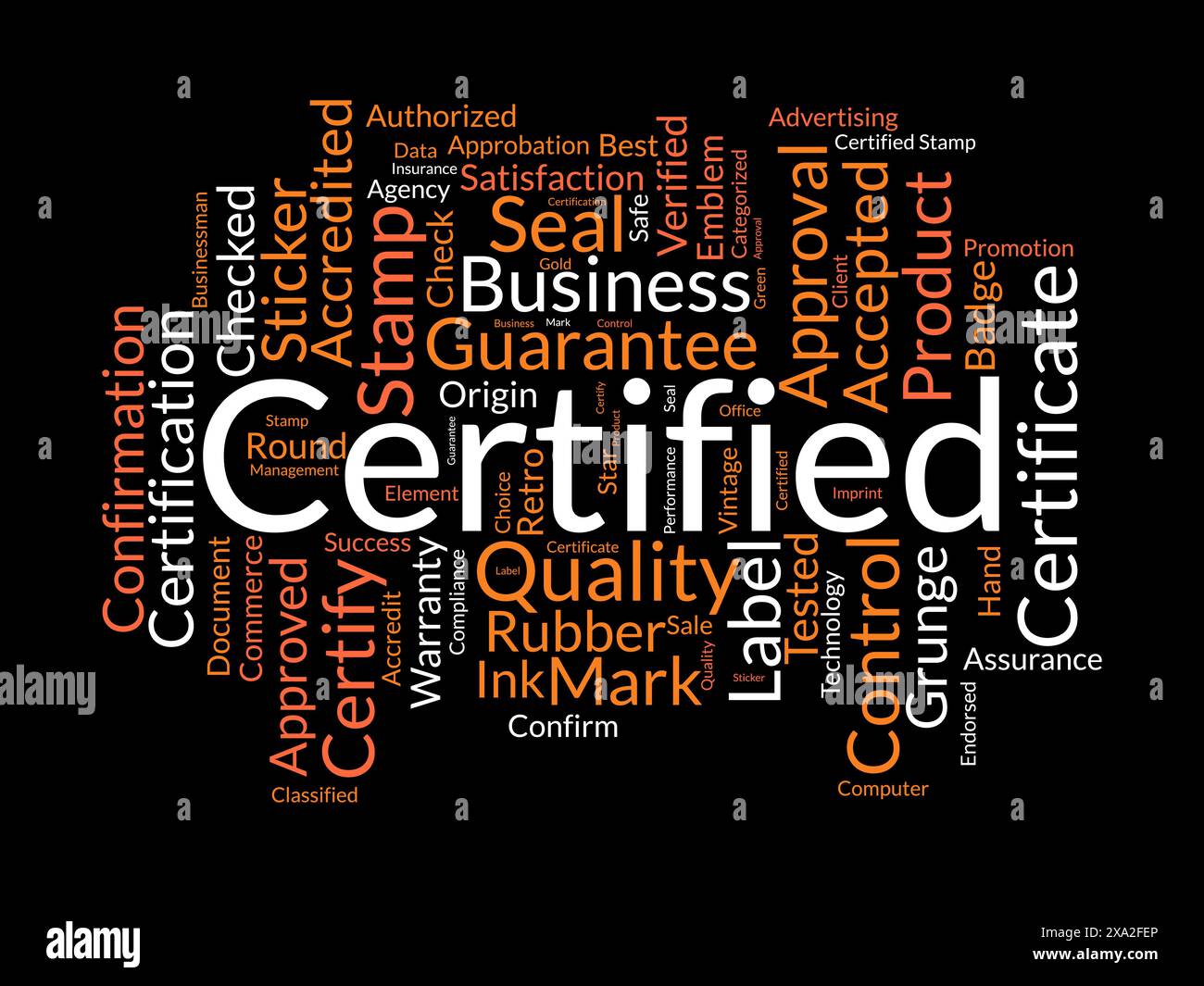 Certified word cloud template. Guarantee approval concept vector ...