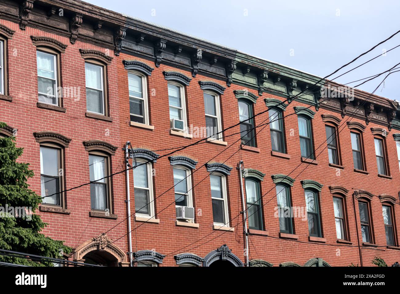 jersey city brownstone building detail (historic pre-war red brick ...