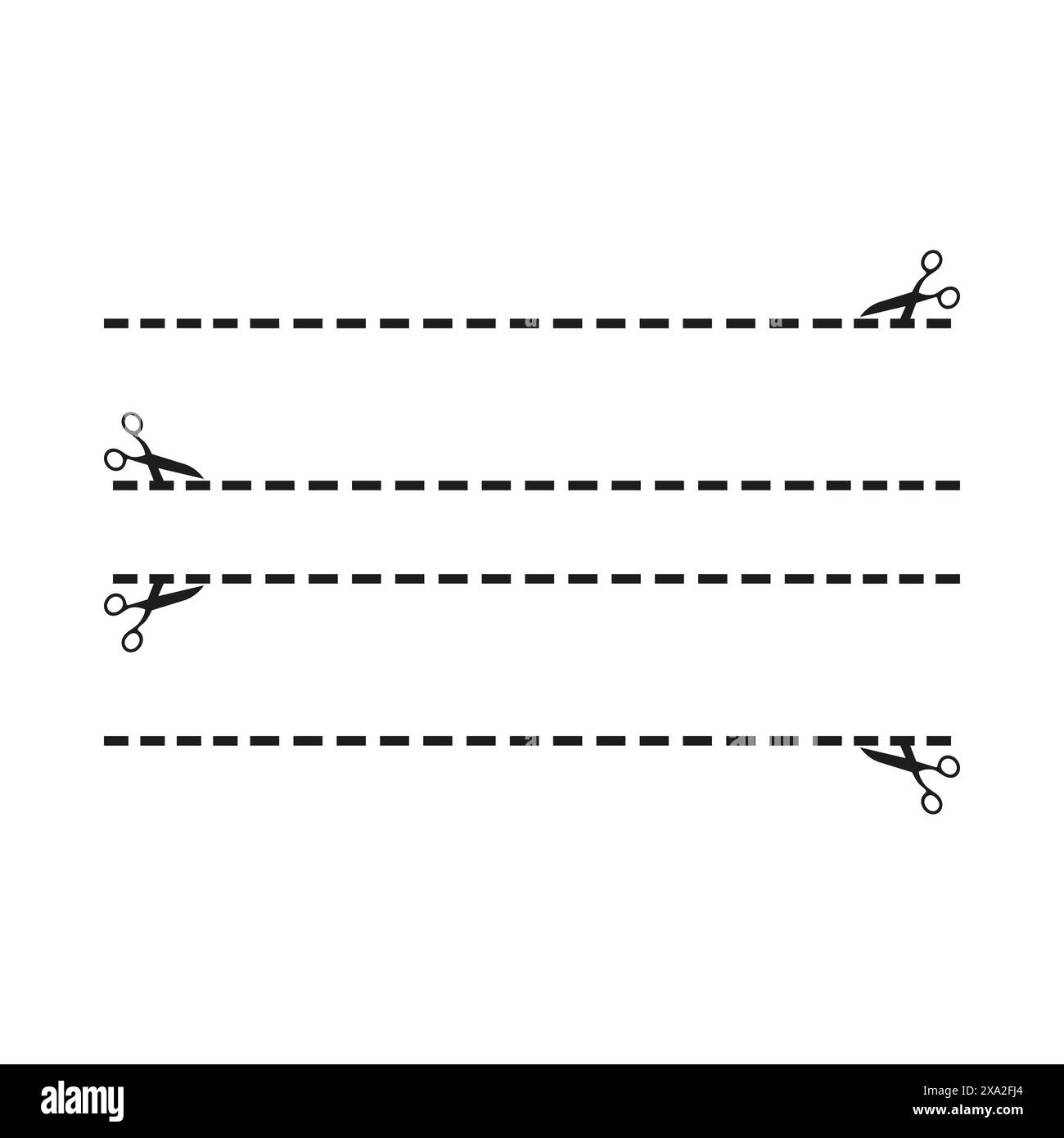 Scissors cutting lines. Dotted black lines. Cutting guide vector ...