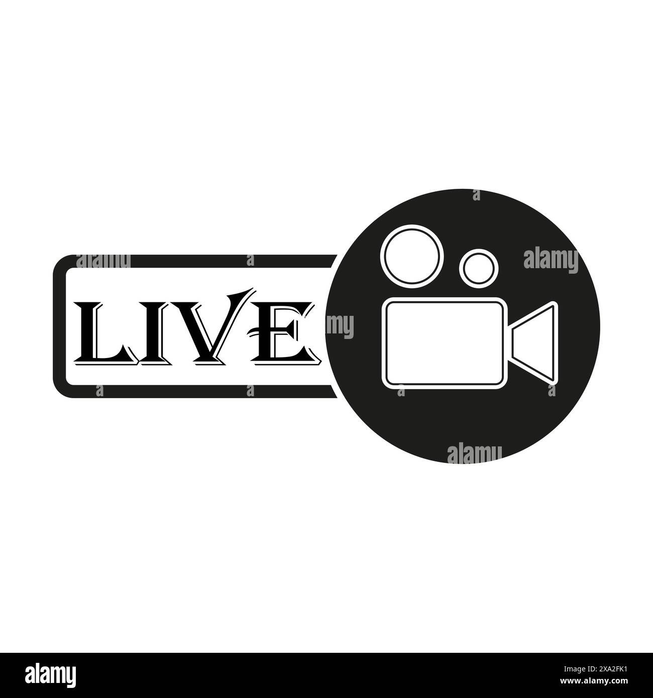 Live streaming icon. Video camera symbol. Vector black and white Stock ...