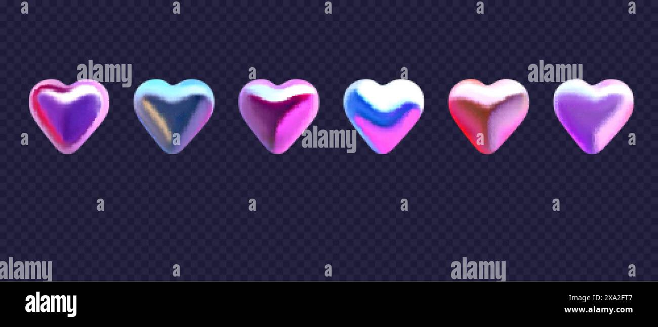 Vector illustration of 3d iridescent metal hearts Stock Vector Image ...
