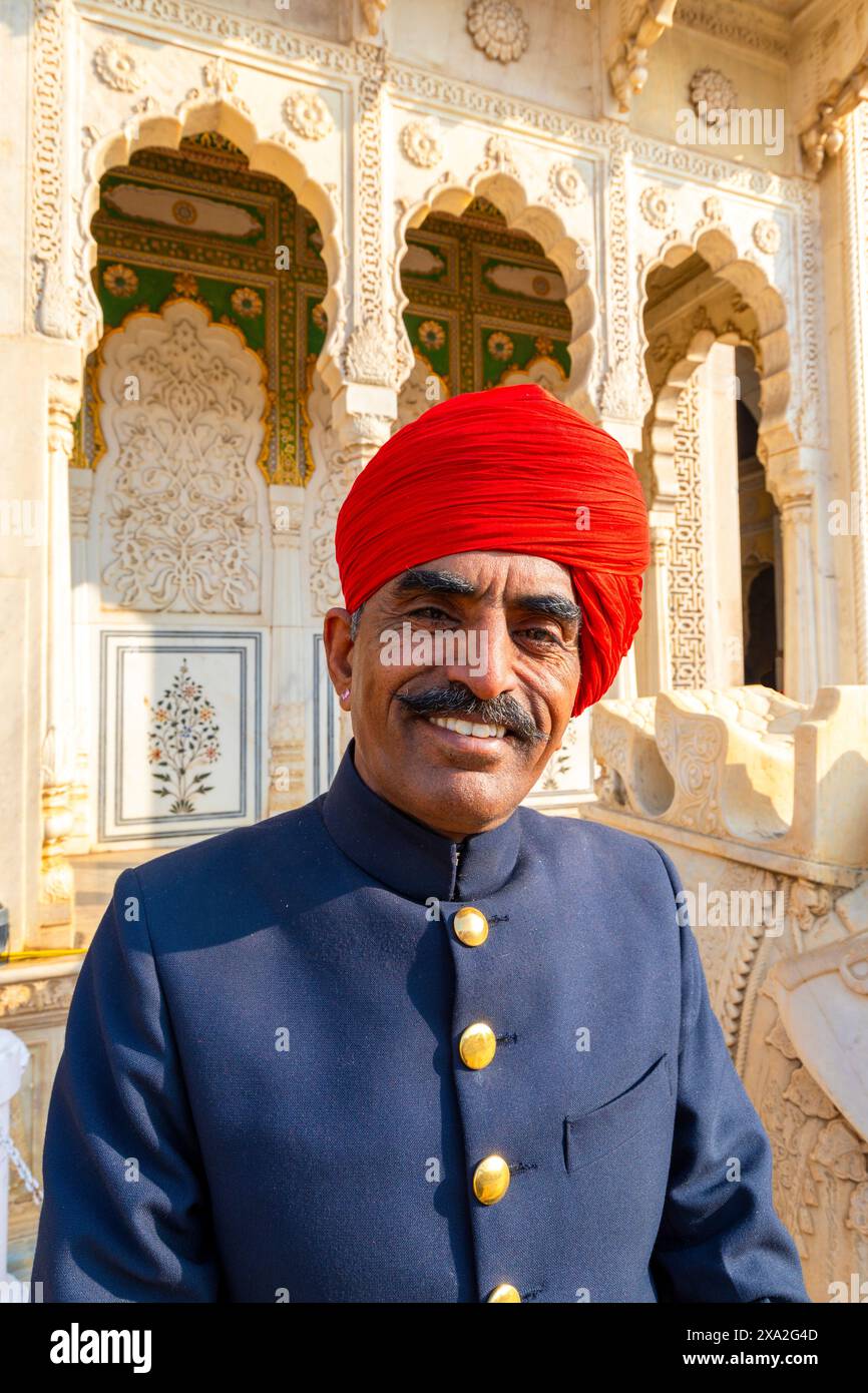 Security Guard Standing Outside The City Palace Rajendra Pol Entrance ...