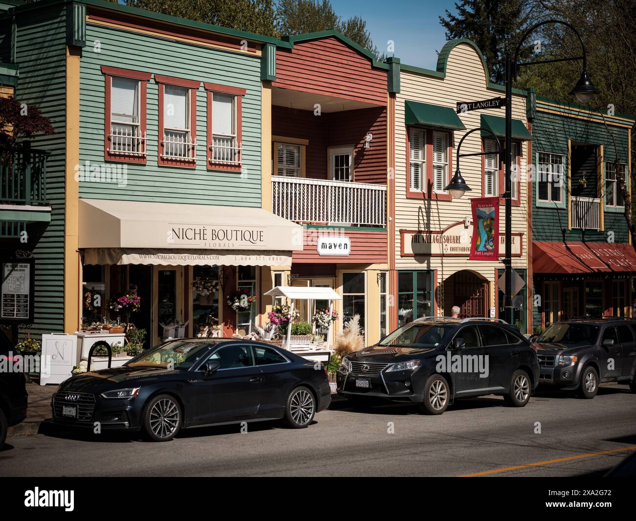 The historic downtown of Fort Langley, British Columbia, Canada. Fort ...