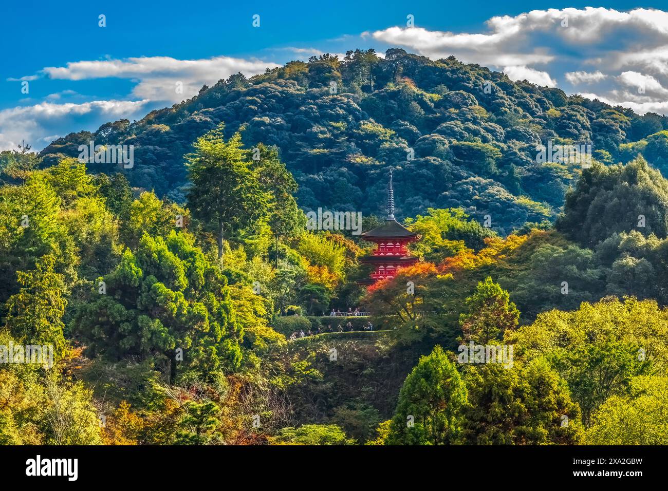 Colorful Red Koyasu Pagoda Japanese Tourists Kiyomizu Buddhist Temple ...