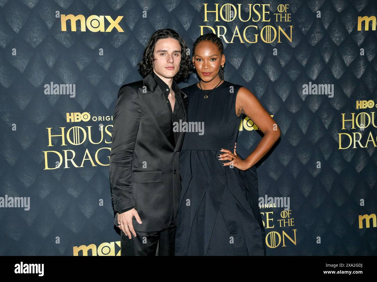 Harry Collett, left, and Bethany Antonia attend the premiere of HBO's ...