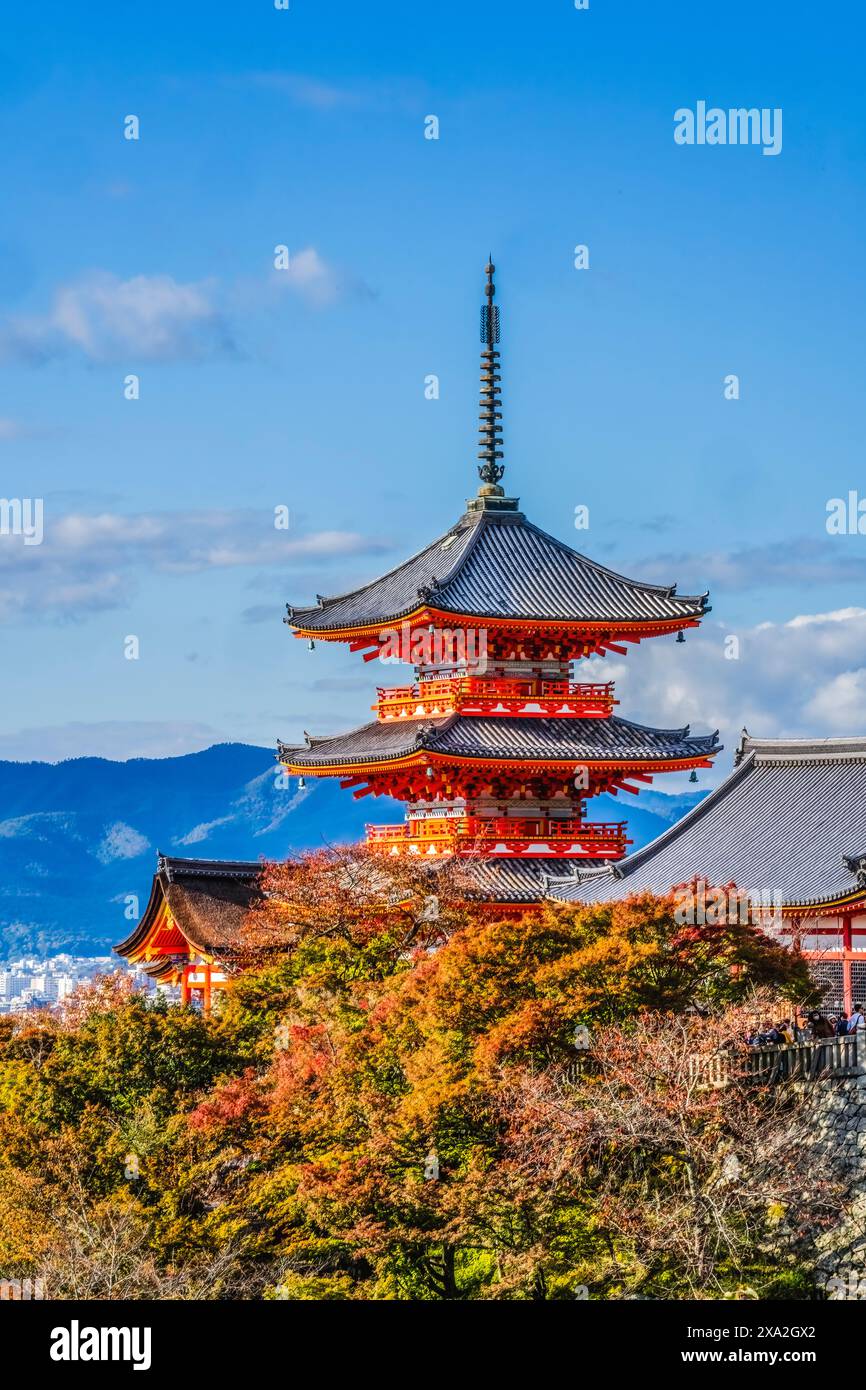 Colorful Autumn Letters Red Sanjunoto Three Storied Pagoda Japanese ...
