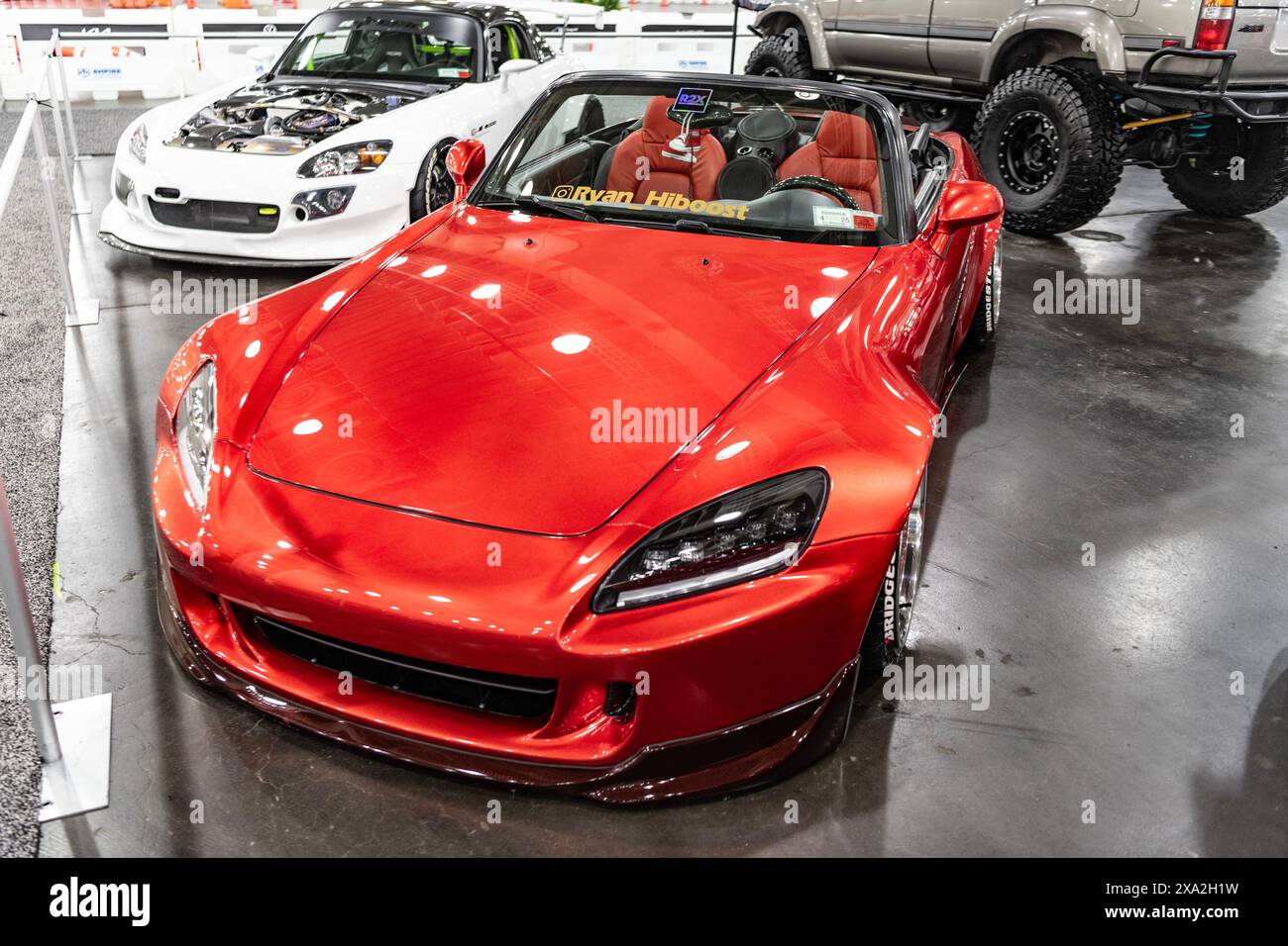 New York City, USA - March 27, 2024: Honda S2000 luxury convertible red ...