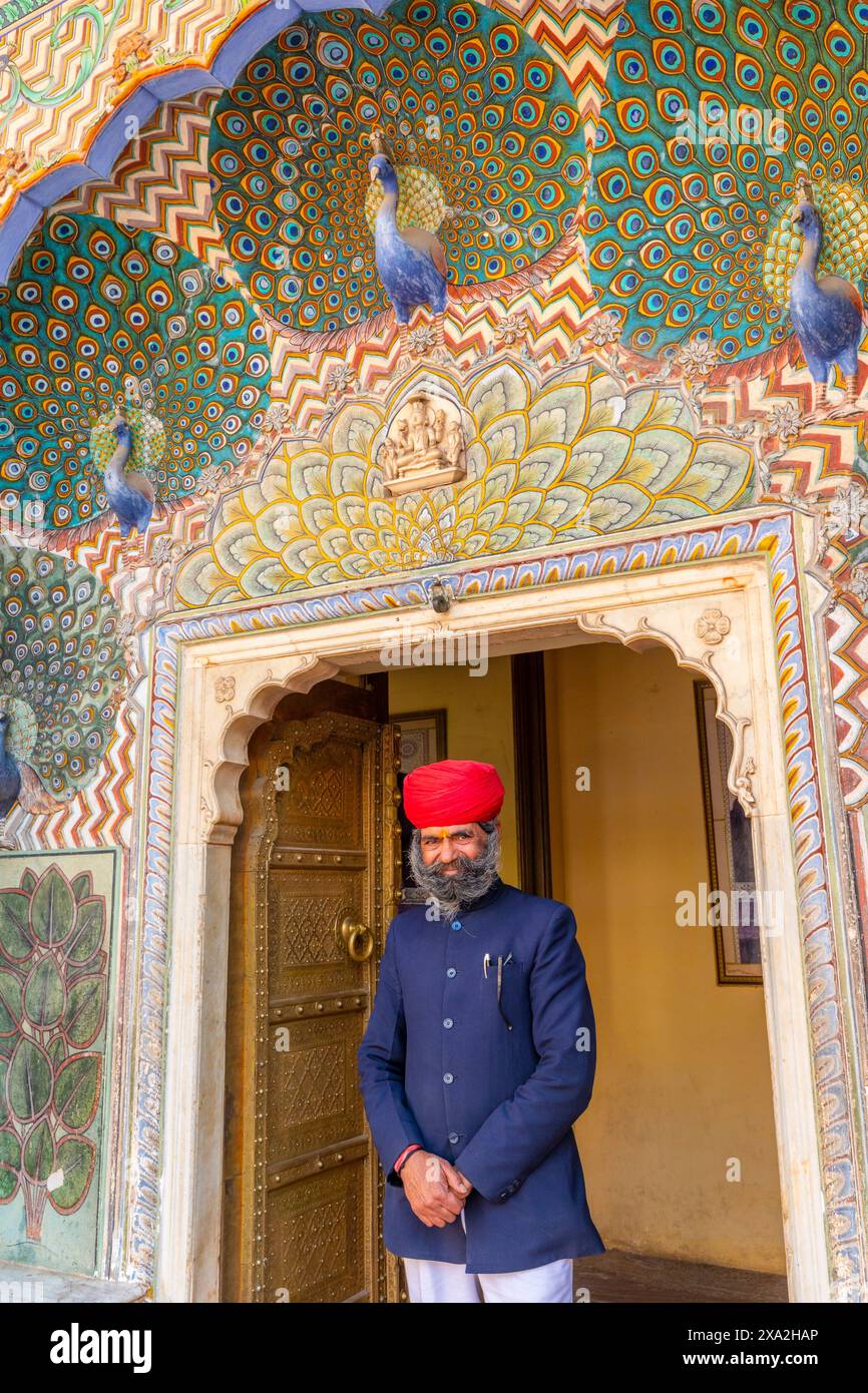The Doorman Outside the Peacock Gate, City Palace, Jaipur, Rajasthan ...