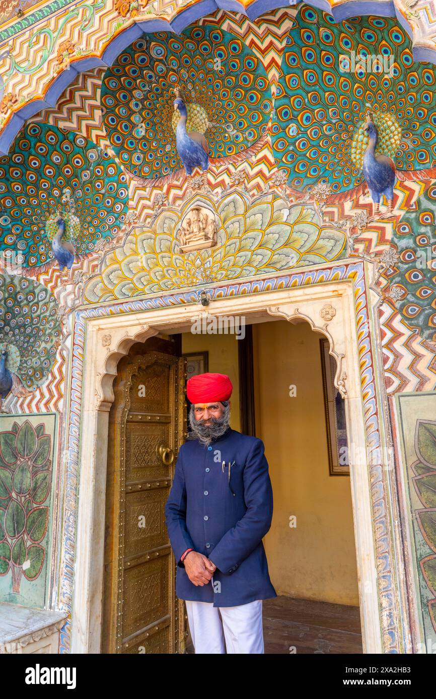 The Doorman Outside the Peacock Gate, City Palace, Jaipur, Rajasthan ...
