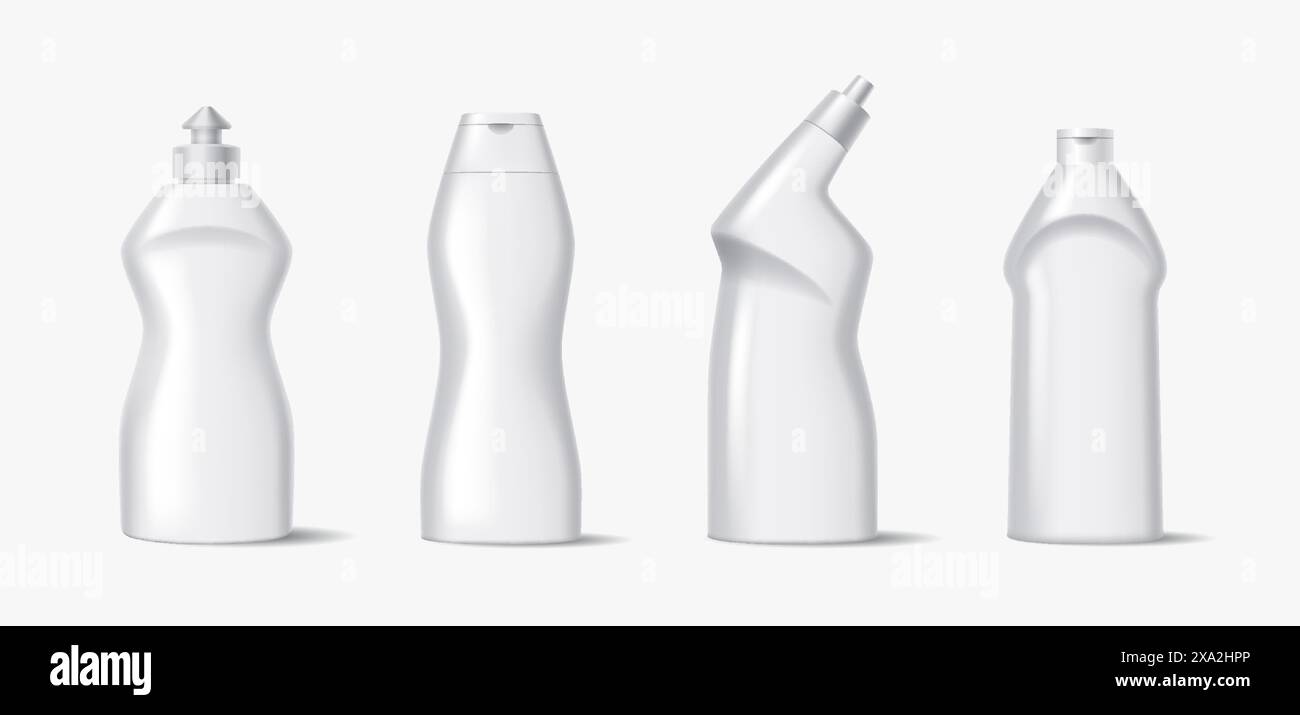 Cleaning products bottles with design mockup realistic vector ...