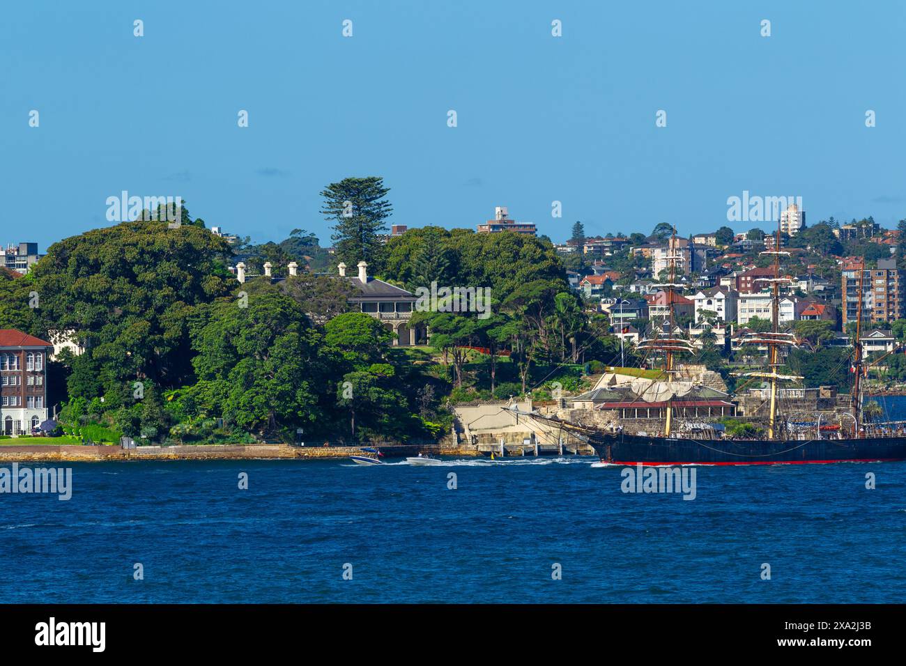Sydney Harbour in Australia, including the James Craig barque and ...