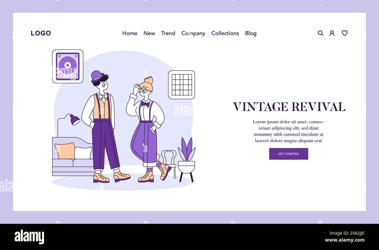 Vintage Revival concept. Two people evoke retro vibes dressed in period ...