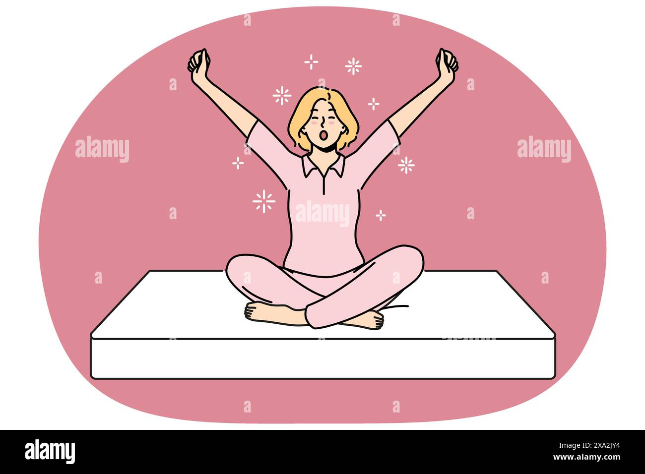 Female in pajamas enjoying stretching Stock Vector Images - Alamy