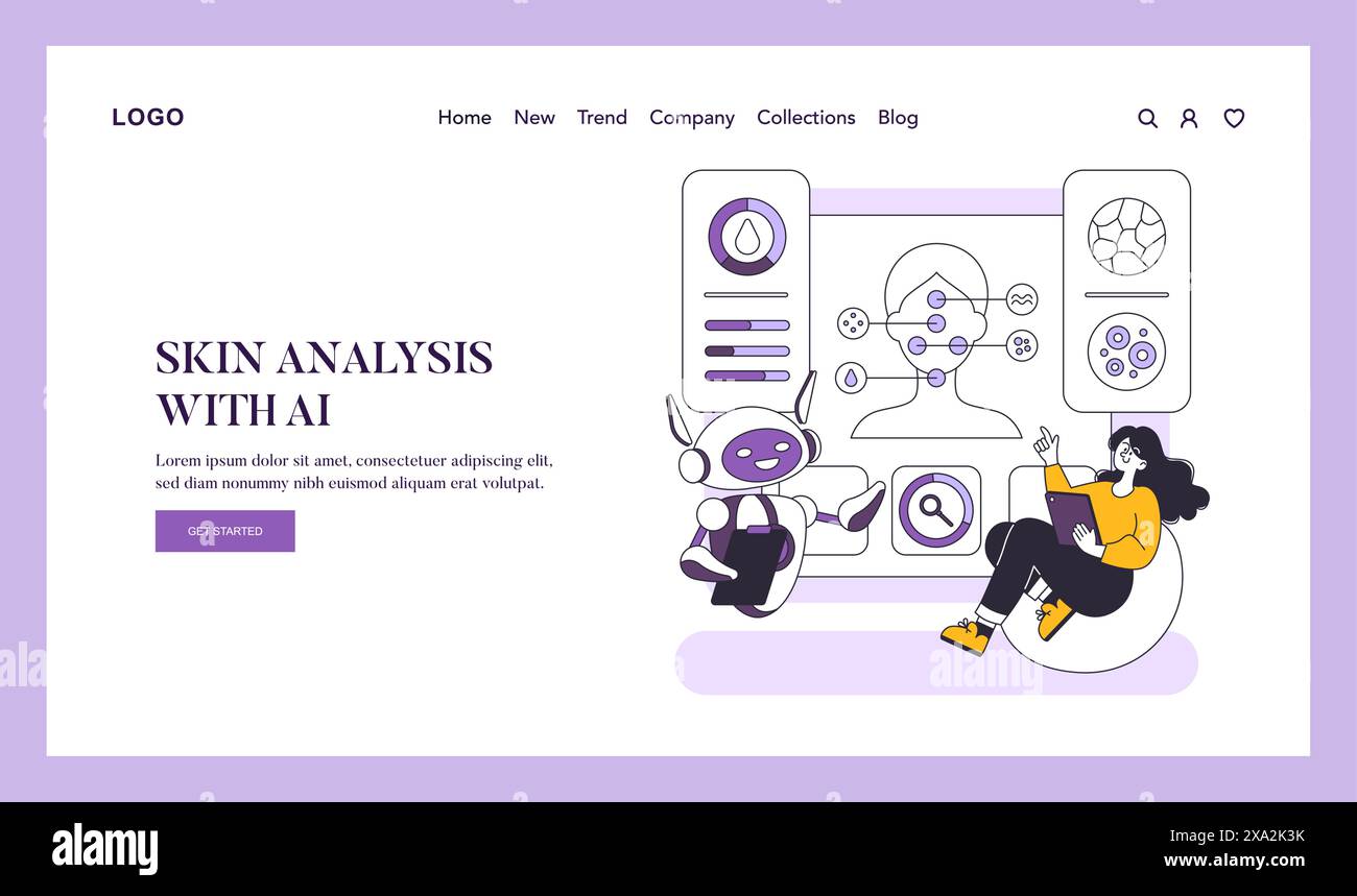 Skincare innovation concept. AI-powered skin analysis performed by a ...