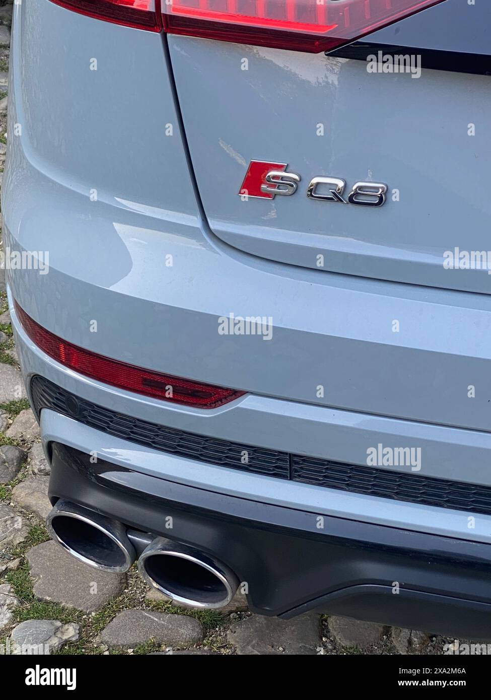 Cremona, Italy - May 2nd 2024 Audi sq8 Sleek gray german car exuding ...