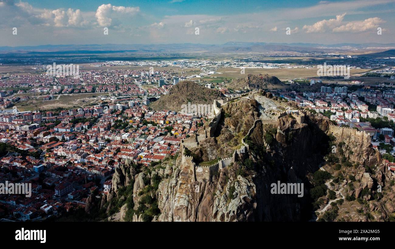IMAGE TAKEN DRONEAfyonkarahisar castle and general view of the city ...