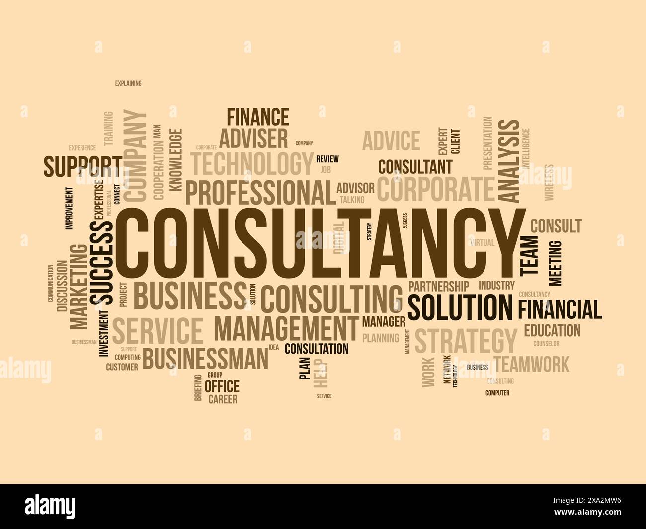 Consultancy word cloud template. Adviser management concept vector tagcloud background Stock ...