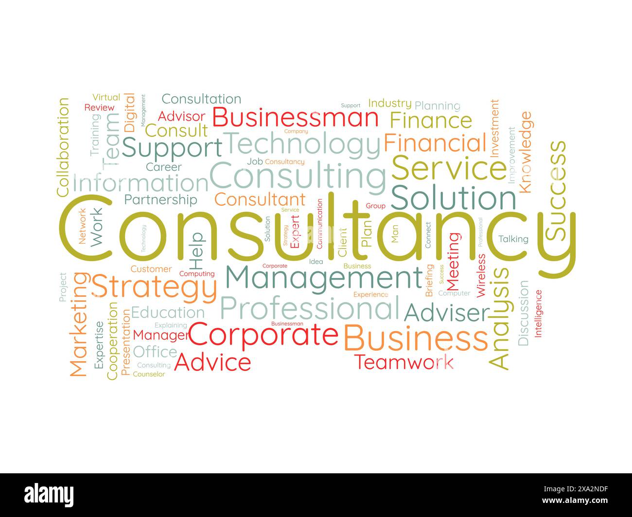 Consultancy word cloud template. Adviser management concept vector tagcloud background Stock ...