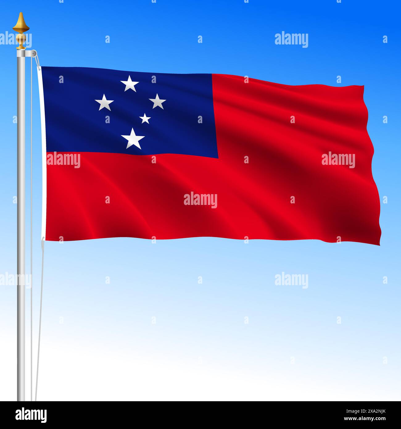 Samoa, official national waving flag, Oceania, vector illustration ...
