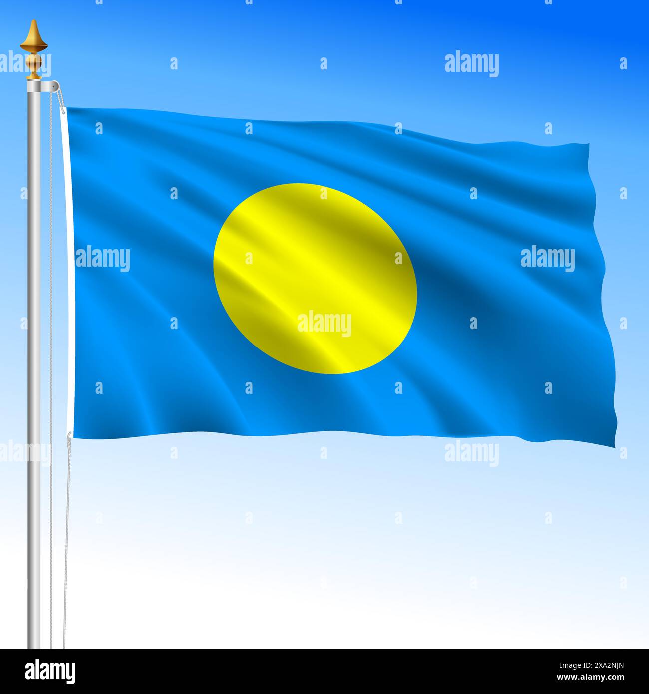 Palau islands, official national waving flag, oceania, vector illustration Stock Vector Image ...