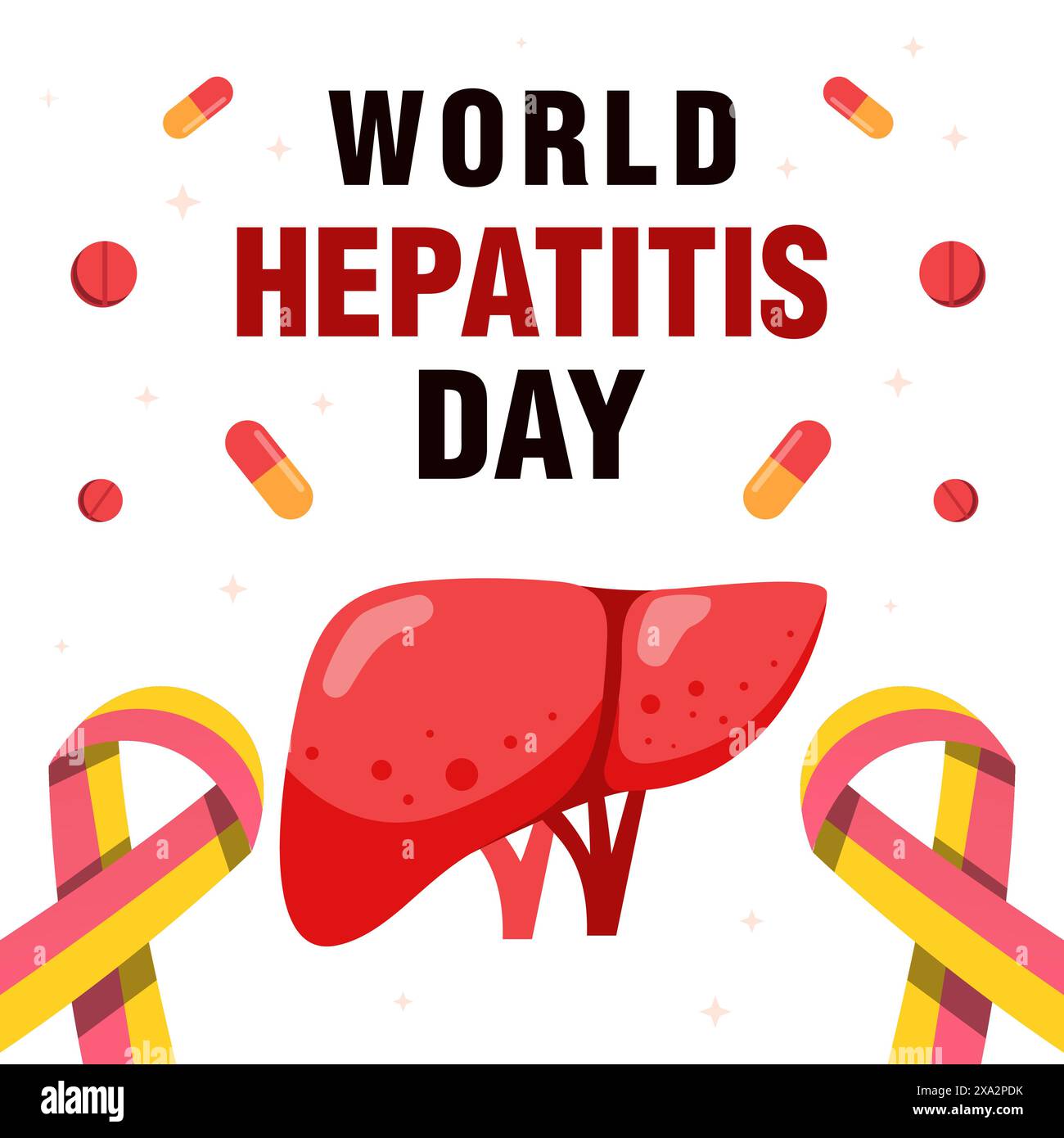 flat design world hepatitis day illustration with bow ribbon Stock ...