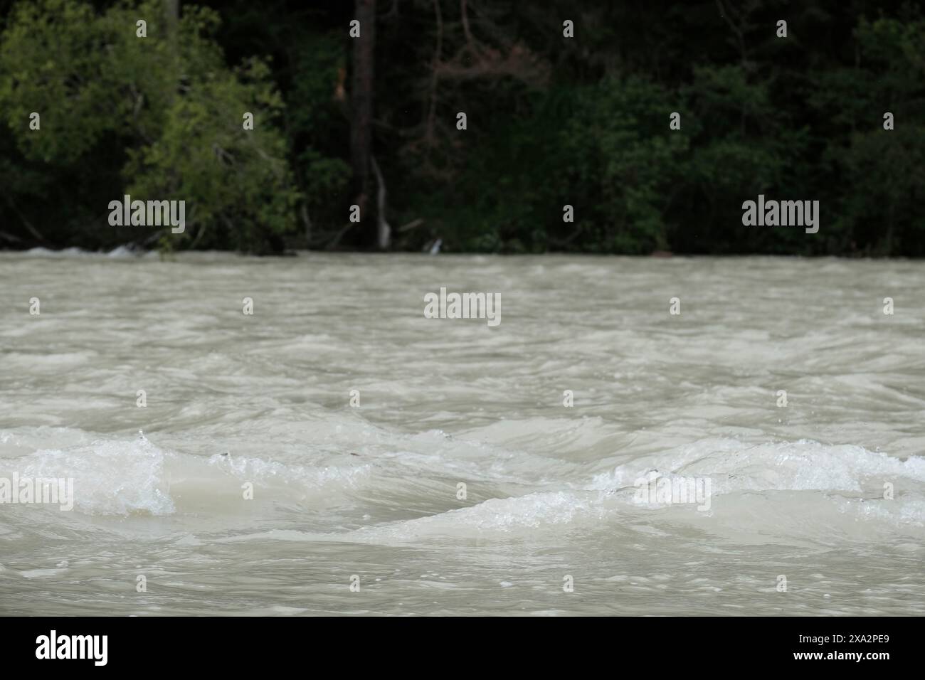 Force of nature, river, flood, high water, turbid, Isar, Bad Toelz ...