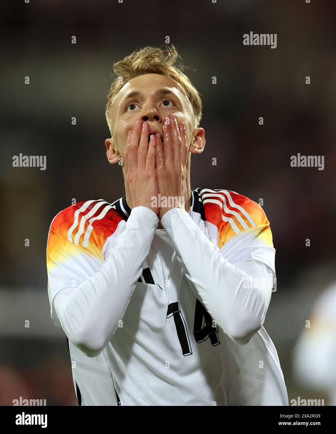 NUREMBERG, GERMANY - JUNE 03: Maximilian Beier of Germany reacts during ...