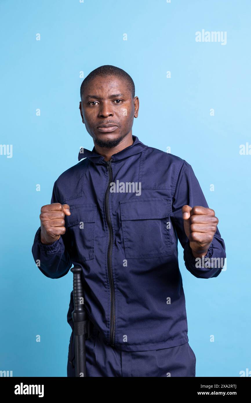 African american bodyguard feels confident with his fighting skills ...