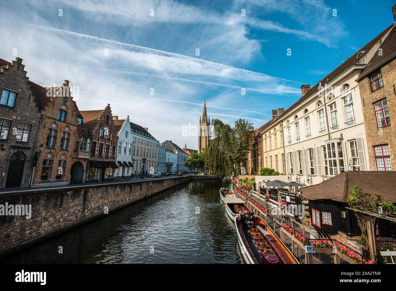 Scenic View of Bruges Canal from Rozenhoedkaai - Bruges, Belgium Stock ...