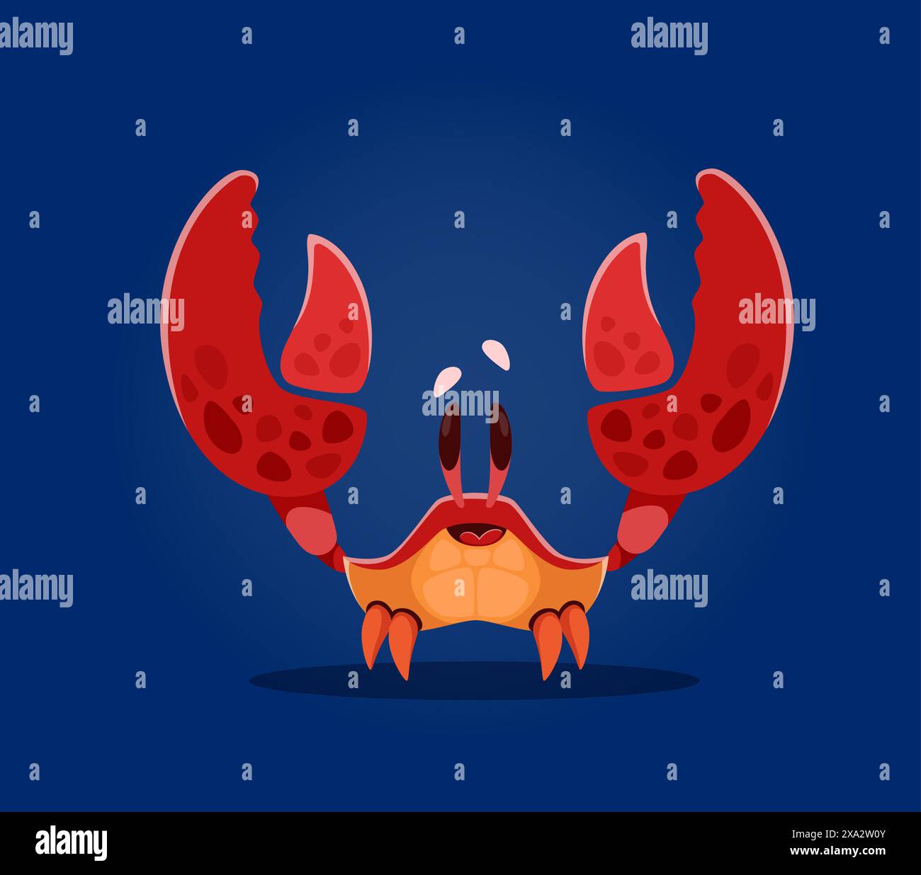 Underwater sea animals font, letter W as crab cartoon funny character ...