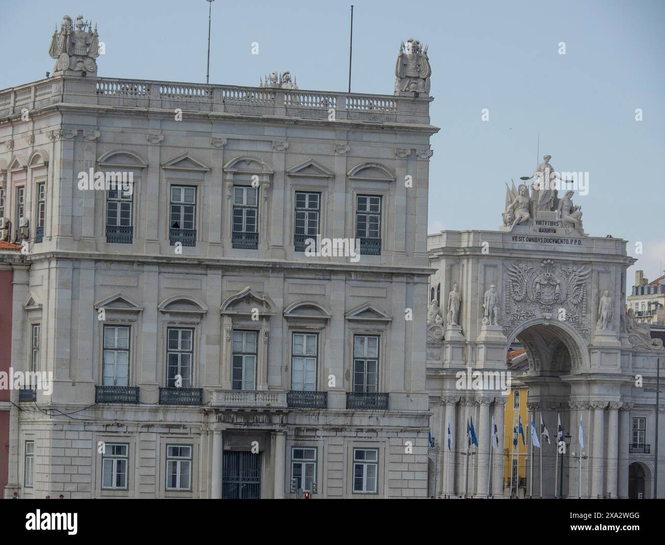 Historic buildings with classical architecture and numerous windows ...