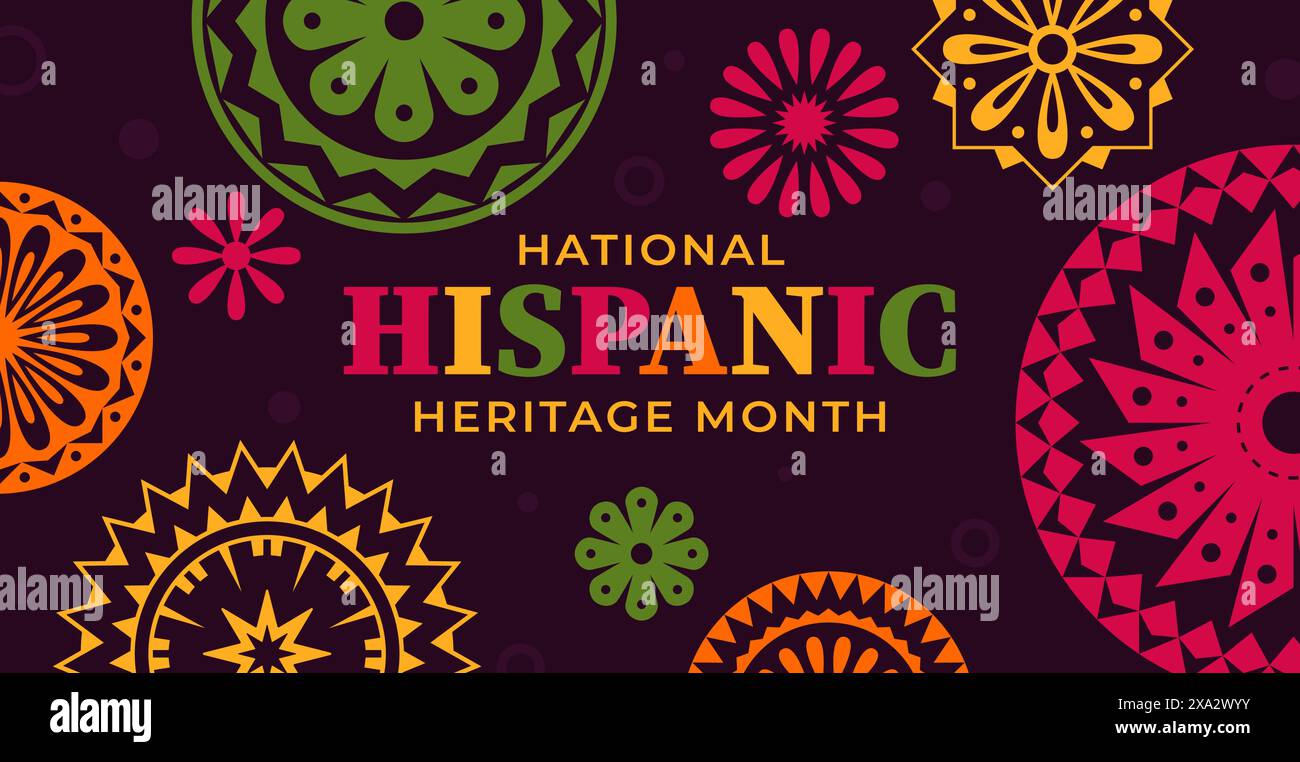 Hispanic heritage month banner with circle ornament vector background. Mexican and spanish ...