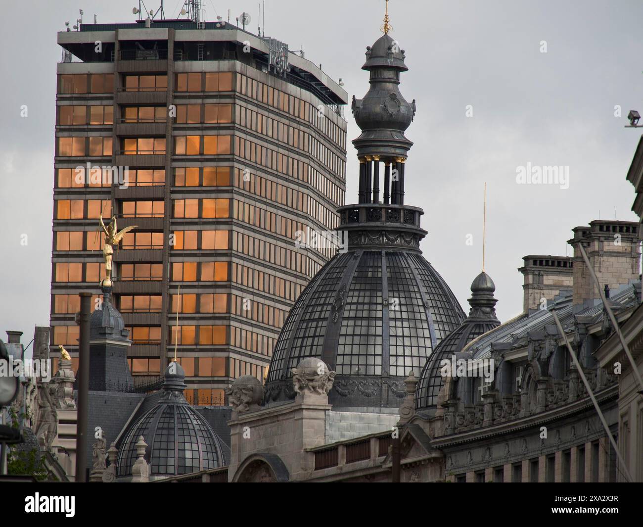 Skyline with historic architecture, striking dome and modern elements ...