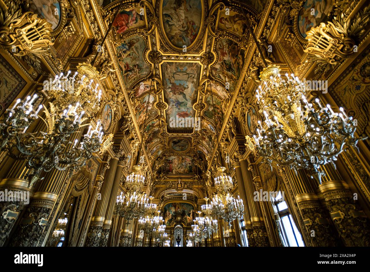 The Opulent Grand Foyer of Opera Garnier - Paris, France Stock Photo ...