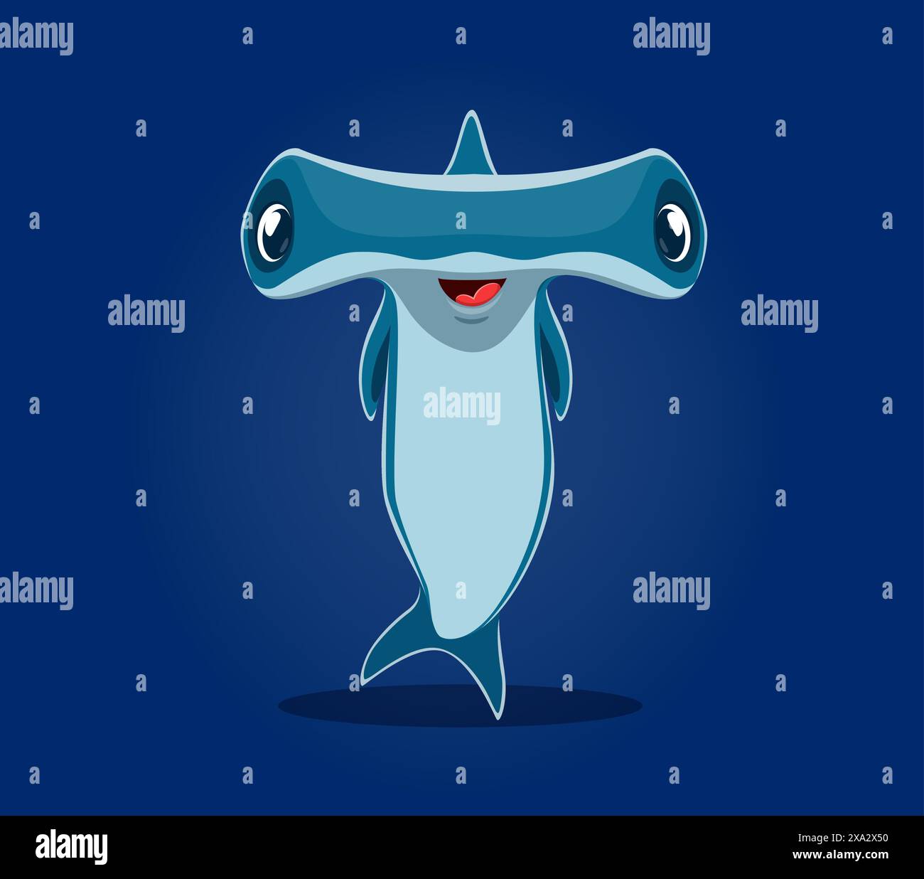 Sea animals in underwater font, letter T as shark hammerhead fish ...