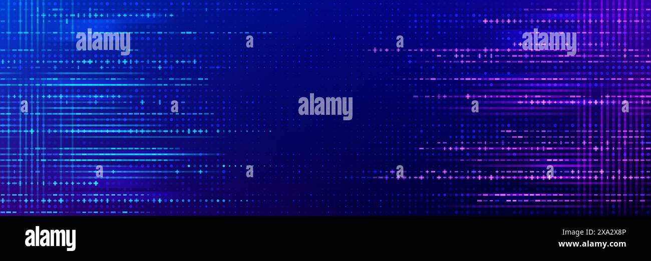 Game glitch background, vector pattern with blue and purple disrupted ...