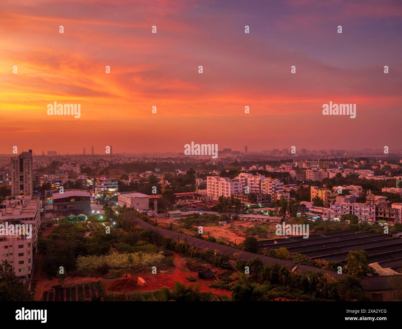 Bangalore, INDIA - December 29, 2024 : Aerial view of Bangalore city at ...