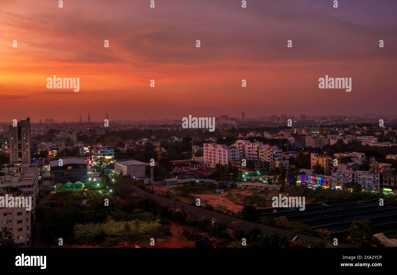 Bangalore, INDIA - December 29, 2024 : Aerial view of Bangalore city at ...