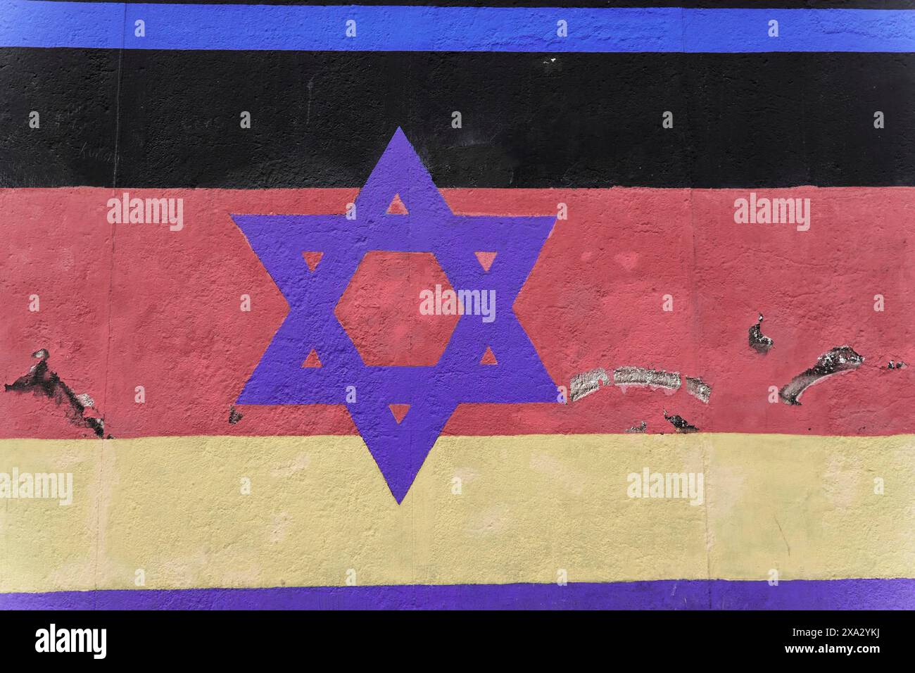 Mural German flag with Jewish star, artist Guenter shepherd, East Side ...