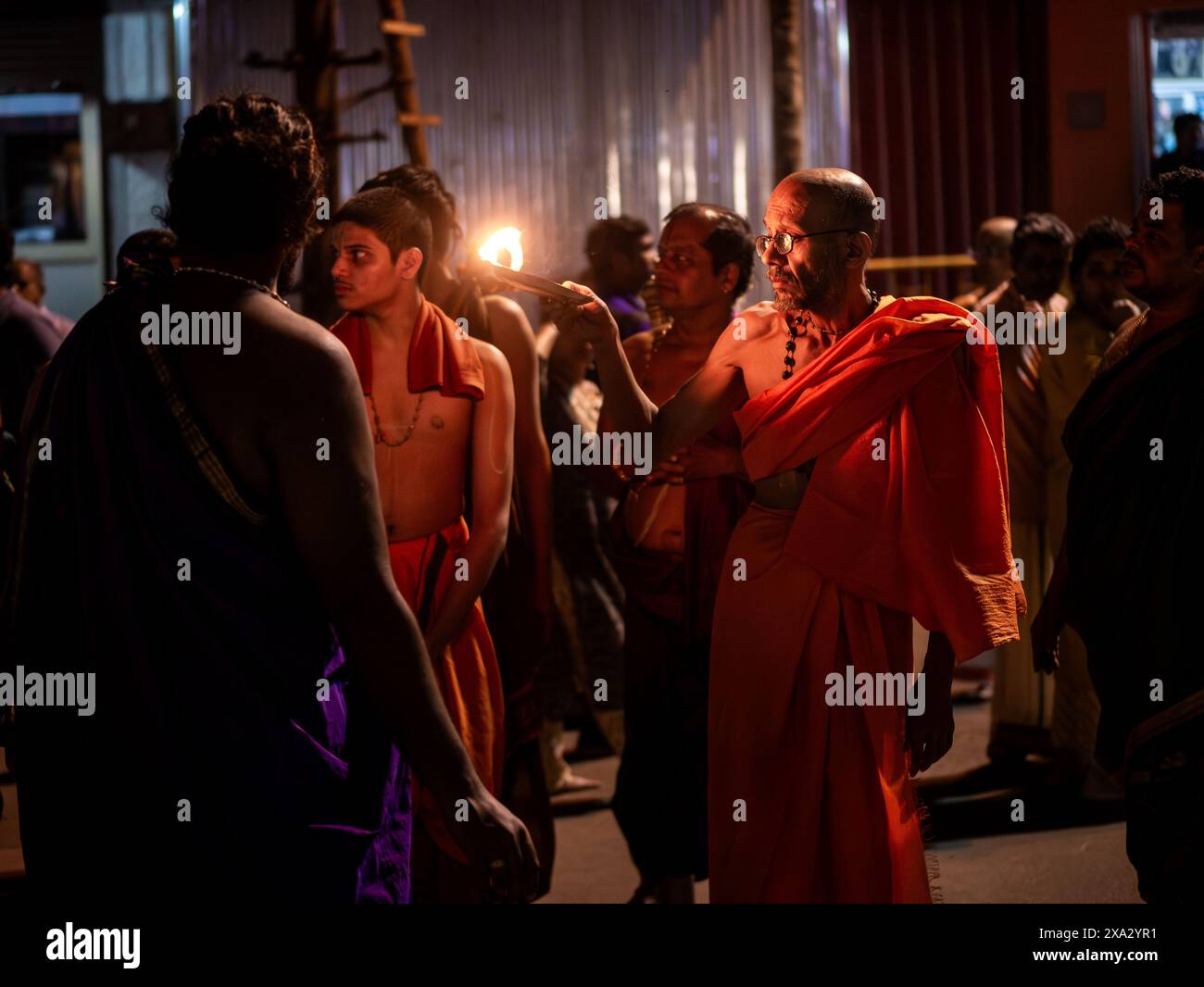 Udupi, INDIA - December 26, 2024 : Temple priest during Krishna temple ...