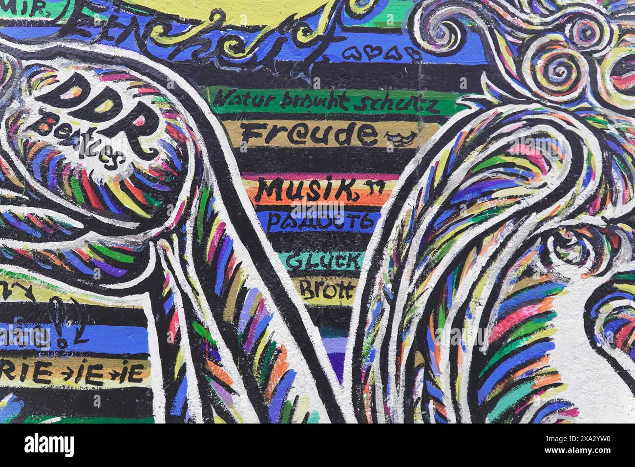 Graffiti on the Berlin Wall in the East Side Gallery, Berlin, Germany ...