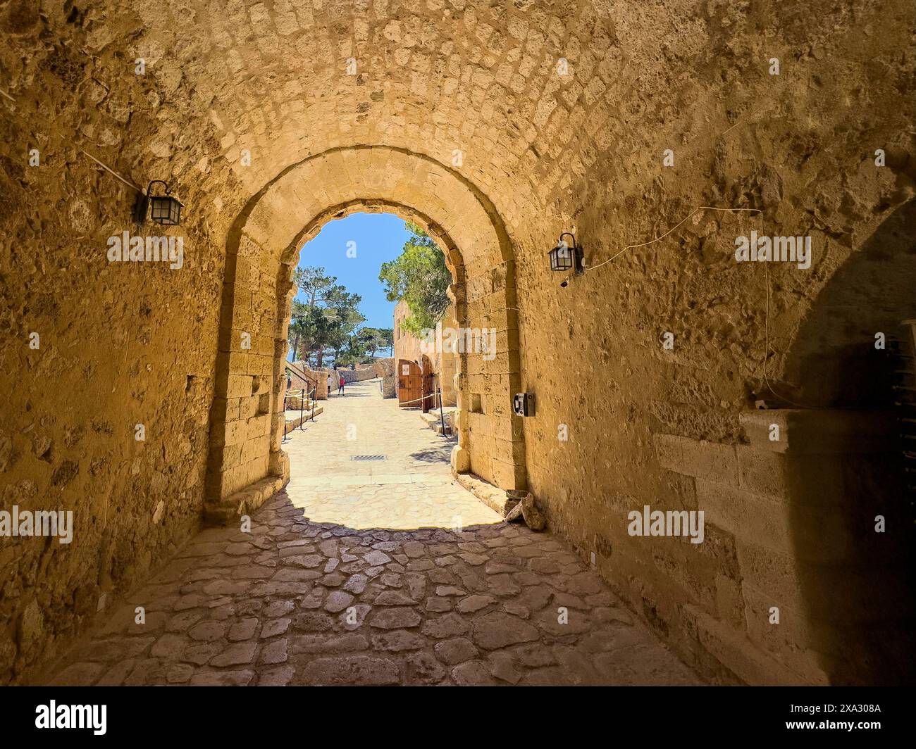 View through main entrance Tor tor to ruins of historical fortress ...