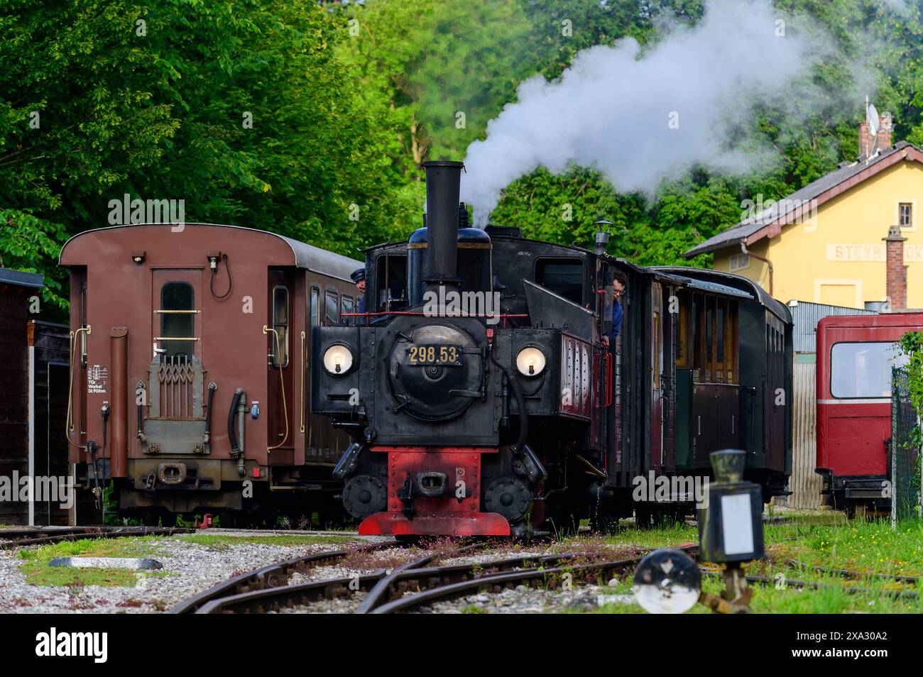 steyr, austria, 02 june 2024, vintage steam locomotive 298.53 at the ...