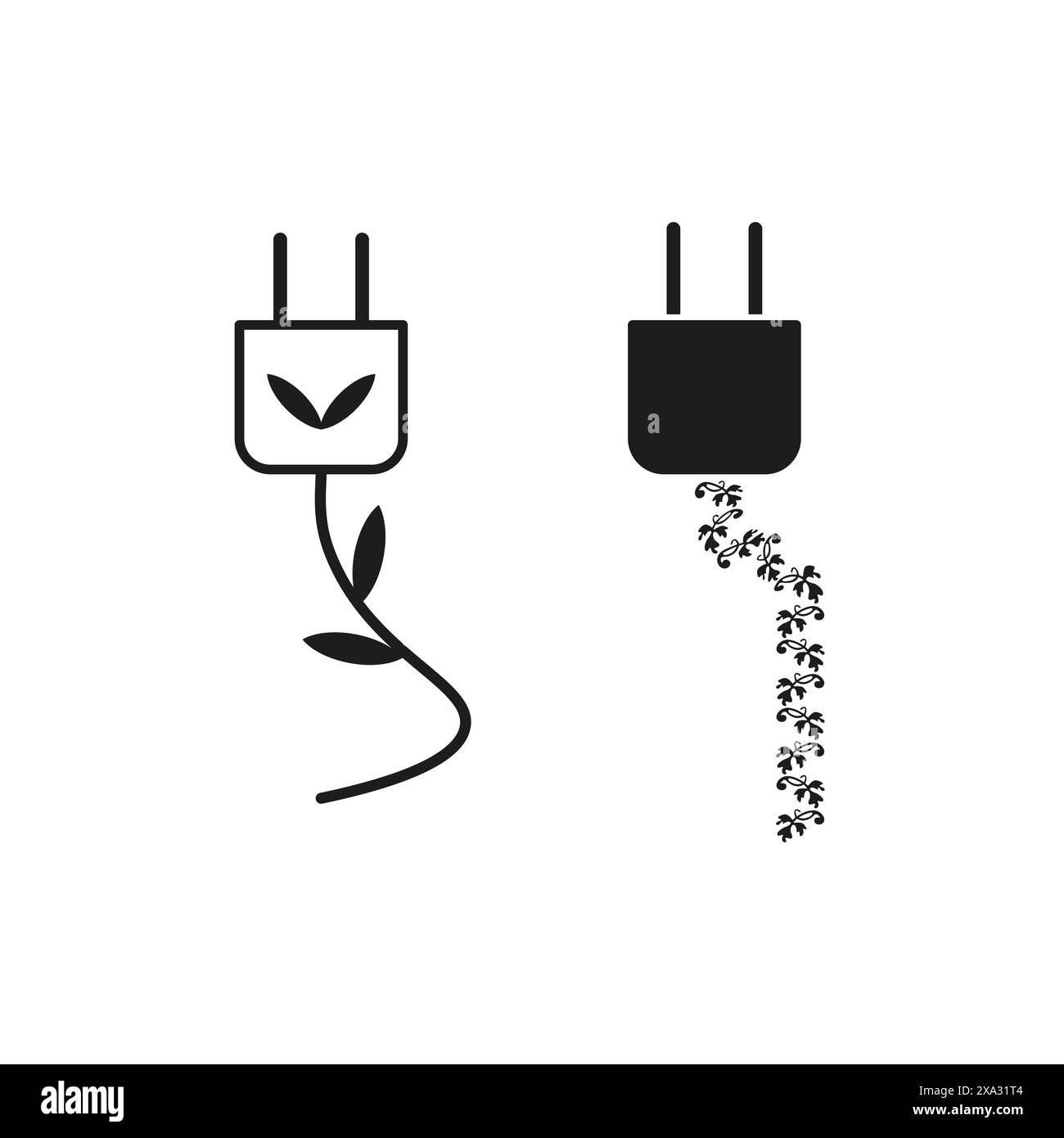 Eco friendly plug icon. Green energy symbol. Vector illustration set ...