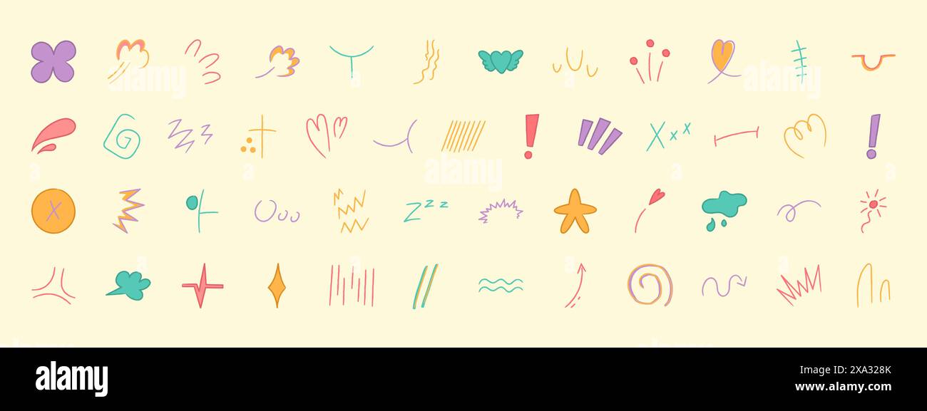 Colorful anime emotion effect design elements. Manga set of arrows ...