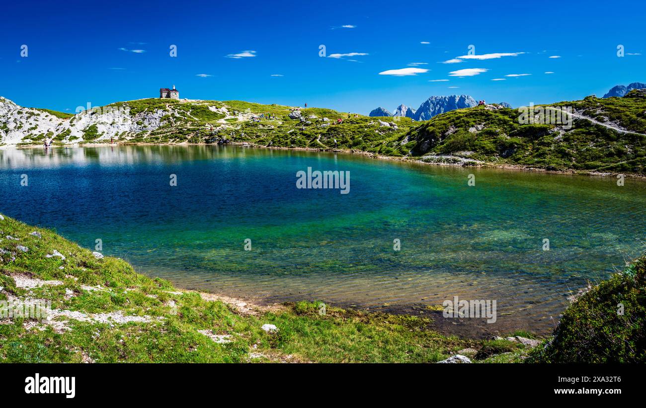 Eastern Dolomites. Sappada, Olbe Lakes. Breathtaking view of the upper ...